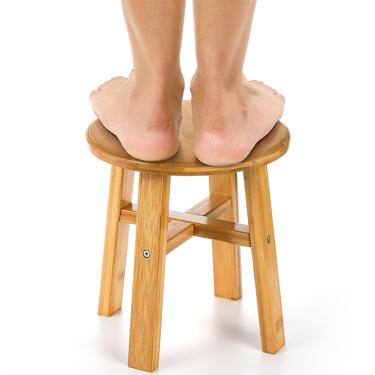 Yesland Wood Stool, Bamboo Small Low Stool Mini Plant Stool 8.5 X 9.25 Inch Wooden Round Short Step Stool to Sit on for Shoe Changing, Bed, Natural Color