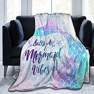 AIDIYANG Mermaid Blanket Cute Mermaid Tail Scales Fuzzy Soft Cozy Warm Sherpa Throw Blanket for Girls Women for Girls Kids 60"X50"