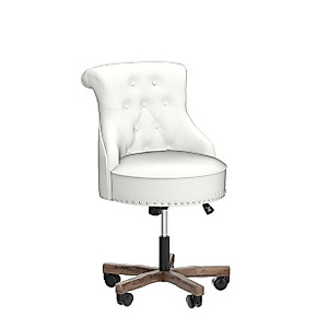 kinmars Home Swivel Office Chair Desk Chair with Wheels, Armless Comfortable Soft Seat Office Chair with Upholstery, Modern Mid-Back Computer Chair, Adjustable Seat Height (Grey)