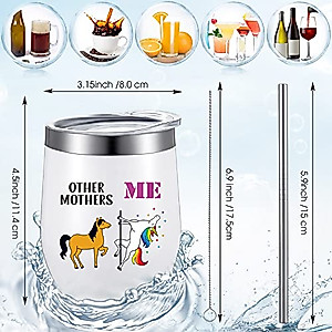 Patelai Others Mothers Me Unicorn Wine Tumbler, Funny Birthday Mother's Day Gift for Your Mother from Daughter Son, 12 Ounce Funny Coffee Mug with Straw Brush and Gift Box