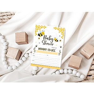 Your Main Event Prints Mom To Bee Baby Shower Invitations, Neutral Yellow Bee Baby Shower Invites with Diaper Raffles Cards, Sprinkle, 20 Invites Including Envelopes