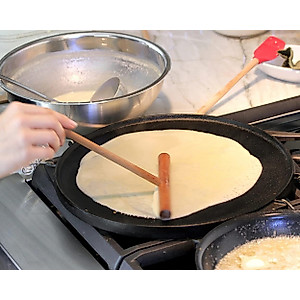 DS. DISTINCTIVE STYLE Crepe Spreader and Crepe Spatula Kit Set of 2 Crepe Tools Wooden Spatula and 4.7-inch T-shaped Tool