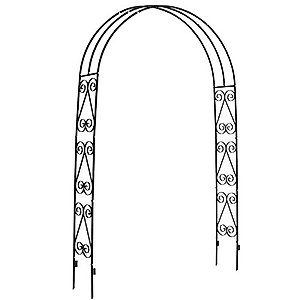 DOEWORKS Garden Arch,Garden Arbor for Various Climbing Plant, Outdoor Garden Lawn Backyard, 3' 11''Wide x 7' High, Black
