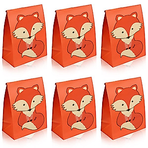 YYMYMGJ 24 Pack Fox Party Favor Bags Woodland Goodie Gift Bags for Fox Woodland Birthday Party Decoration supplies Baby Shower