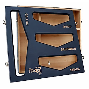 Ziplock Bag Bamboo Storage Organizer for Kitchen Drawer, Food Baggie Dispenser Box, Compatible with Quart Bag, Snack Bag, Sandwich Bag, Gallon Bag, (black)