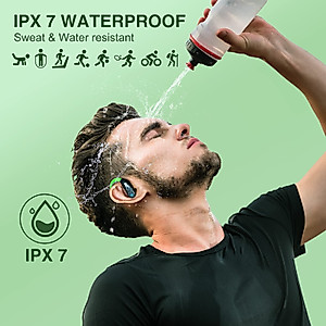 Wireless Bluetooth Earbuds Headphones 9Hrs Single Playtime IPX7 Waterproof in-Ear Earphones with Earhooks,Sweat Resistant Ear buds with microphone Hi-Fi Stereo for Sports/Workout/Gym (Green)