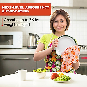 Wildflowers Microfiber Kitchen Towels | Pink & Orange Color Pattern| Waffle Fabric Tea Towel | Super Absorbent, Soft, and Scratch-Free Dish Towels | Perfect for Bath, Home and Kitchen (Pack of 2)