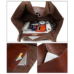 ZOSIVEB Large Tote Handbag, PU Leather Satchel Tote Shoulder Bags Purse Soft Crossbody Oversized Travel Tote Bag (Yellow)