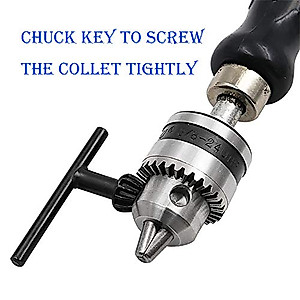 YAGSUW Hand Drill Bits Set 7 in 1 Manual Tool Pin Vises with Chuck Key & 5pcs Twist Drill Bits for Wood, Jewelry, Delicate Manual Work, Electronic Assembling and Model Making, DIY Drilling