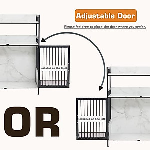 MCombo Furniture Style Dog Crate with Storage Shelves, Heavy Duty Wooden Dog Crate End Table, Triple Doors Dog House Home Indoor Use, 1368 (White)