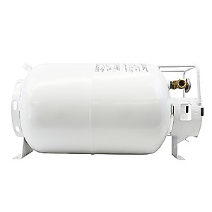 Flame King YSN301HZL 30lb Steel Horizontal Propane Tank Cylinder for Fire Pit Tables, Patio Heaters, Barbeques, RVs, and Truck Campers, 30-Pound, White