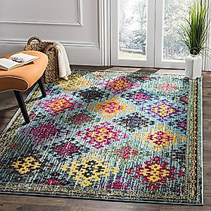 SAFAVIEH Monaco Collection 3' x 5' Blue/Multi MNC244N Boho Diamond Trellis Non-Shedding Living Room Bedroom Accent Rug
