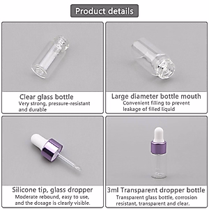 Kesell 15 Pcs Sample Dropper Bottles, 3ml Clear Mini Dropper Bottles with 3 Pcs Plastic funnels for Traveling Essential Oils DIY Cosmetic Liquid Sample Perfume