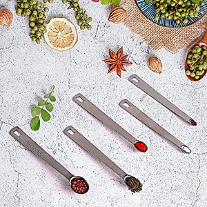 Measuring Spoons Set 5 Pcs Small Stainless Steel Mini Measuring Spoons 1/4 1/8 1/16 1/32 1/64 tsp Dry or Liquid Ingredients Teaspoon Measure Spoon for Spice Jars Baking Home Kitchen Cooking Gifts