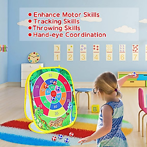 3 in 1 Bean Bag Toss Game for Kids, Toddler Toys for 2 3 4 5 Year Old Boys Girls Birthday Gifts, Dinosaur Cornhole Party Games Backyard Outdoor Outside Toys Ages 1-3 2-4 4-8 Valentine Easter Toy Game