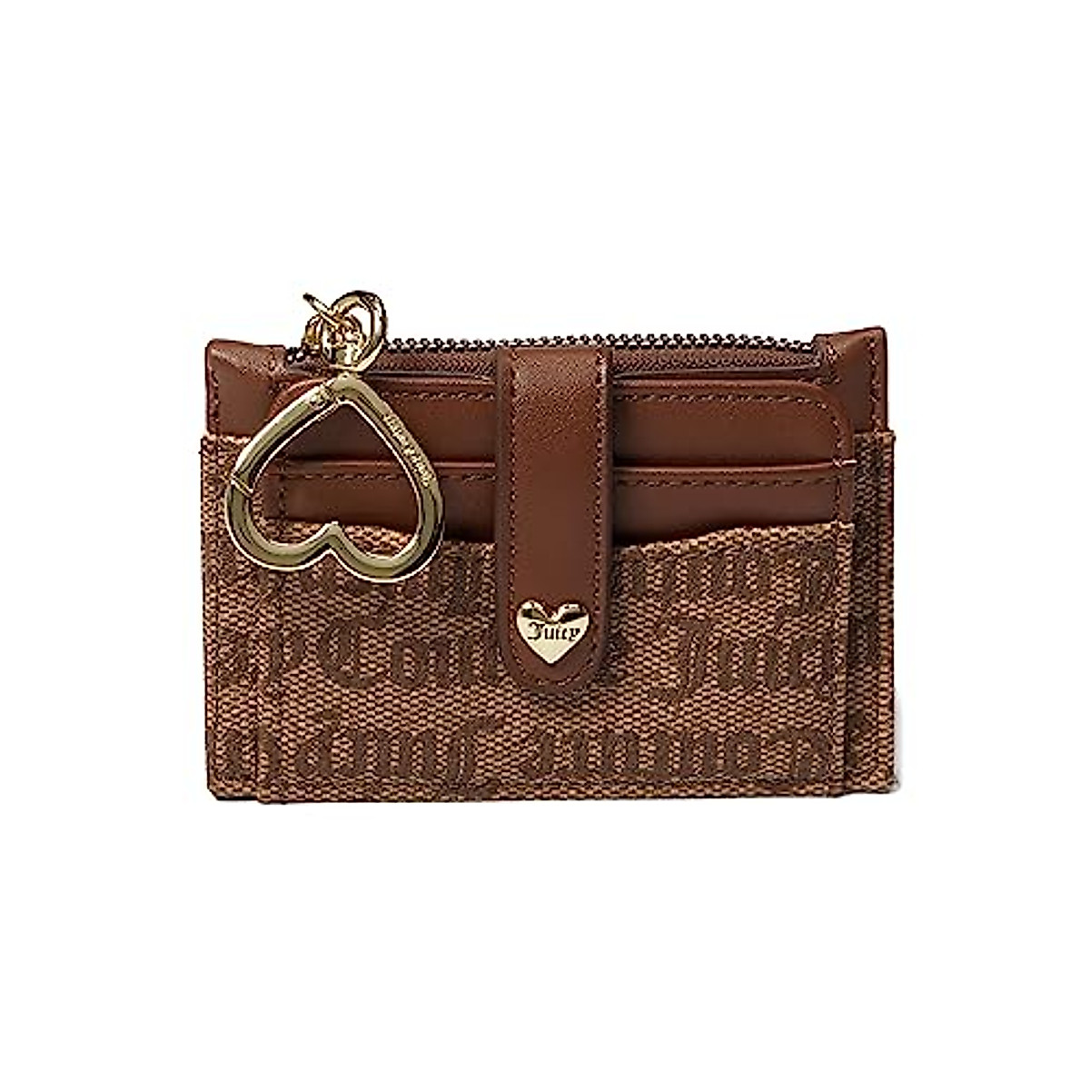 Juicy Couture Pile On Tab Elongated Card Case Chestnut Chino Original Gothic One Size