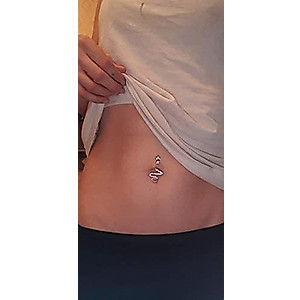 Jewseen Snake Belly Button Ring Green CZ Crystal Surgical Stainless Steel Navel Rings 14g Belly Piercing Body Jewelry
