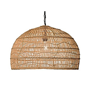 Kouboo 1050100 Open Weave Cane Rib Dome Hanging Ceiling Lamp, One Size, Wheat