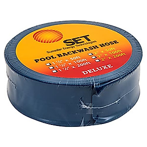 Sunsolar Heavy Duty Backwash Hose - 1.5" Discharge Hose for Swimming Pool Filters - Deluxe Pool Hose for Inground & Above Ground Pools - Durable, Flexible, Strong & Long Lasting - 50 Feet Long, Blue