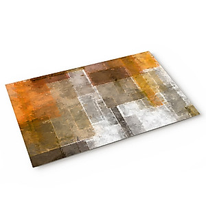 Doormat Bath Rugs Non Slip Gradient Orange Grey Abstract Geometric Paint Washable Cover Floor Rug Absorbent Carpets Floor Mat Home Decor for Kitchen Bathroom Bedroom (16x24)