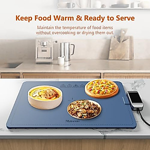 【Upgrade】Electric Warming Tray- Detachable Power Plug For Easier Cleaning- Full Surface Heating- Nano Silicone Material, 3 Temperature Settings- For Buffet, Home Party, Dinner, Compact Food Warmer
