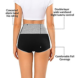 MISSWHO Cotton High Waisted Womens Underwear, Tummy Control Postpartum Essential Panties Full Coverage, C Section Ladies Briefs Plus Size Underpants 5 Pack Size 7 Large