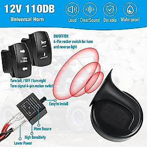 UTV ATV Horn Kit and Turn Signal Kit with Rocker Switch for Polaris RZR Ranger Honda Pioneer SXS Dirt Bike Turbo ​Can-Am Kawasaki Golf Cart Dune Buggy 4x4 Project Motorcycle…