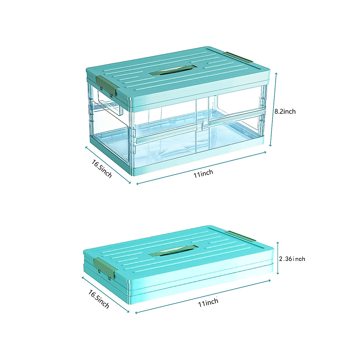 MineSign Foldable Storage Bins with Lid Stackable Plastic Storage Crate Folding Storage Container for Home Closet Bedroom Kitchen Camping Bins with Build in Handle Medium Blue