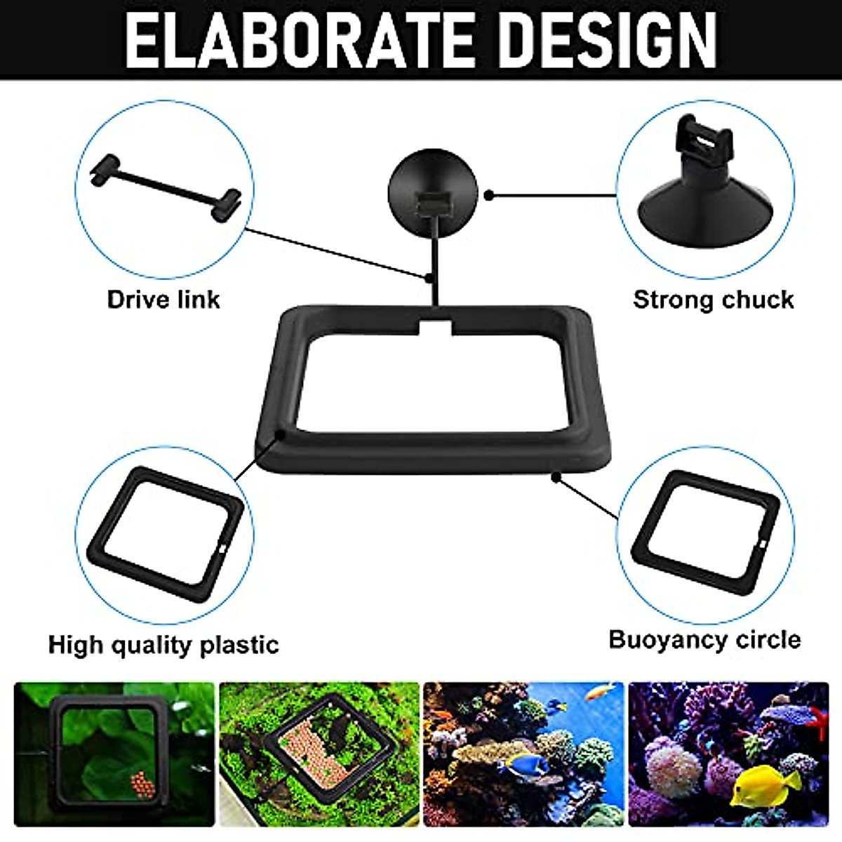 Molain Fish Feeding Ring, 2 Pieces Fish Feeder Aquarium Fish Turtle Tank Accessories Food Feeder Circle for Guppy, Bettas, Goldfish, Turtle (Black)