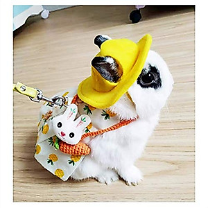 mcgrady1xm Small Animal Harness Vest and Leash Set, No Pull Comfort Clothes with Accessory, Travel Escape Proof Harness for Rabbit Ferret Guinea Pig Bunny Hamster Puppy Kitten (S)