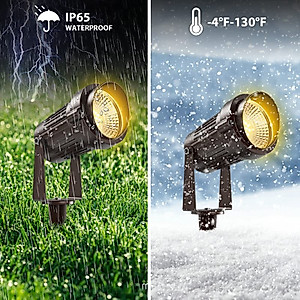 iCreating Low Voltage Landscape Lights - LED Outdoor Landscape Lighting 12 Volt Warm White Landscape Spotlight Waterproof Landscape Spot Lights 12V for Path Driveway Garden Lawn Lighting (4Pack)