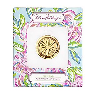 Lilly Pulitzer Cell Phone Gold Metal Stability Tech Ring, Citrus