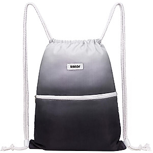 WANDF Drawstring Backpack String Bag Sackpack Cinch Water Resistant Nylon for Gym Shopping Sport Yoga (Grey)
