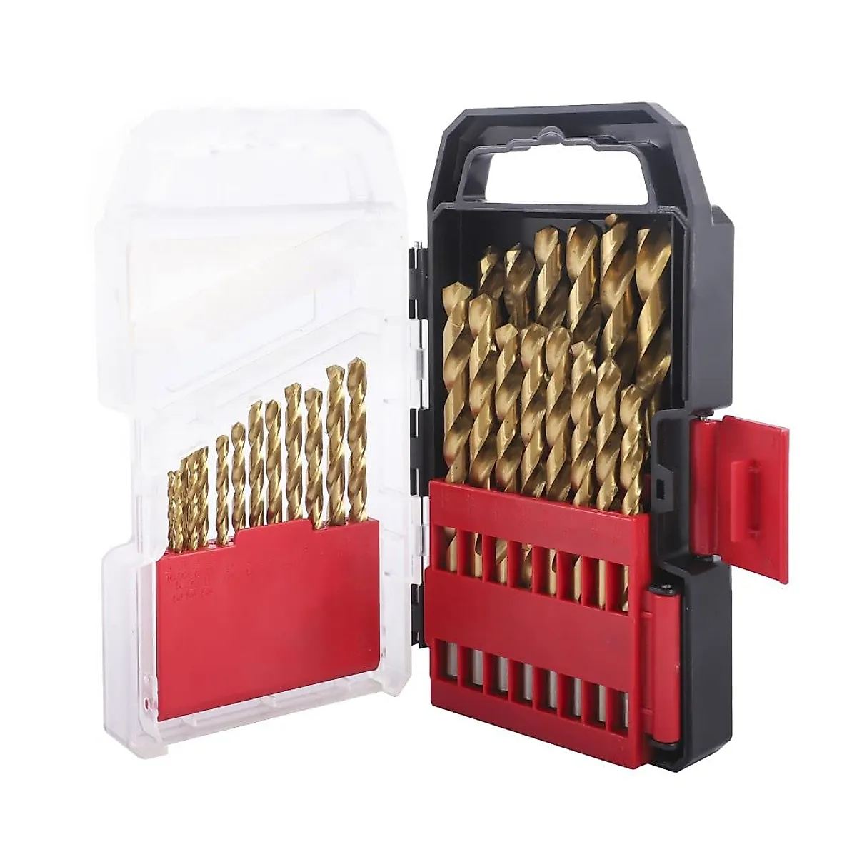 CRAFTZONE 29PC Titanium Nitride Coated High Speed Steel Metal Drill BIT Set, 135° Split Point, 1/16" - 1/2" for Wood, Plastic, Aluminum Alloy, Metal with Storage Case