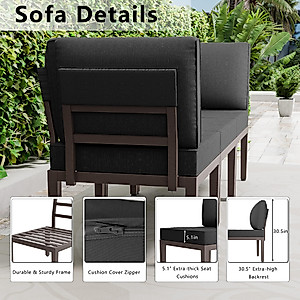 Knnbxa 14 Pieces Patio Furniture Set 12-Seat Metal Modular Outdoor Patio Conversation Sectional w/Thick Cushions and Coffee Table for Porch,Backyard,Lawn,Black(Dark Gray)