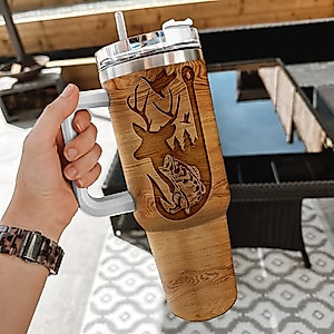Hyturtle Personalized Hunting Gifts For Men - Deer Hunting Tumbler 40oz with Handle and Straw- Gift For Dad Him Boy Husband From Son Wife- Birthday Christmas Gifts For Hunters