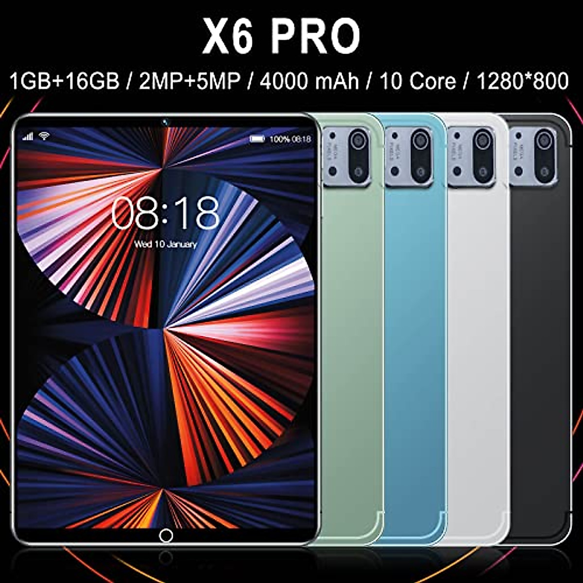 Tablet Laptop, Android 6.0 Tablet PC Octa Core Notebook Play WIFI WPS Office GPS Gobal Version Laptop 1+16G Dual SIM 10.1 Inch Tablets US Plug, Holiday Gift for Family (White)