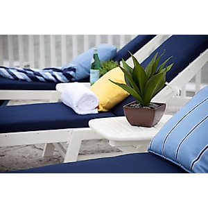 POLYWOOD NAW2280WH Nautical Wheeled Chaise, Stackable, White