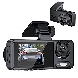3 Cameras Dash Cam Multi-Language Clear Car Rearview Mirror Car Video Recording Camcorder Wide Angle Car Camera Recorder Auto ty Driving Recorder