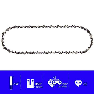 4 Pack 14-Inch Chainsaw Chain with 2 Bonus Sharpening Files; Heavy Duty Carbon Steel Chains Fit Most Major Chainsaw Brands; for Commercial, Professional and Home Use | Cuts Like Butter