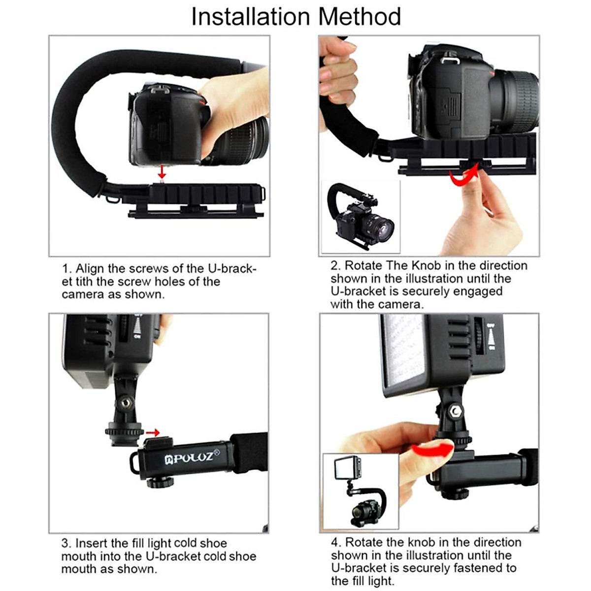 Baluue U-Shaped Portable C-Frame Set Gimble Stabilizer Cellphone Holder Handle Grip Video Action Stabilizer Low Position Video Stabilizer Mobile Holder Abs Camera Low Frame