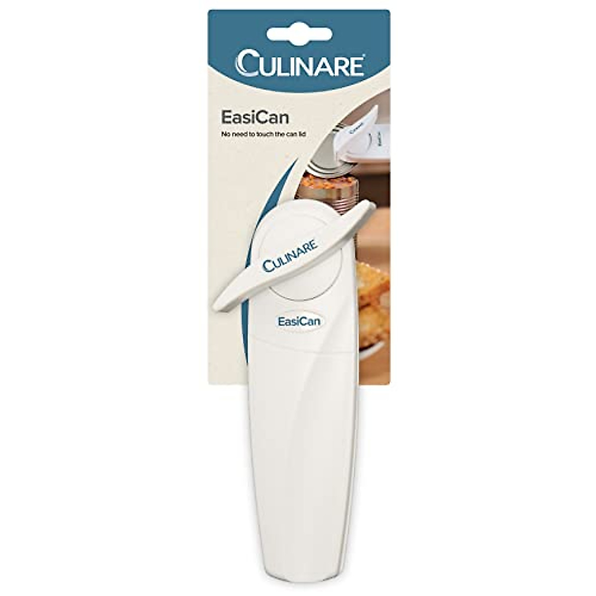 Culinare C10005 EasiCan Opener - Manual can opener with a durable stainless steel mechanism for precision cutting and clean lid removal, in white