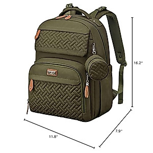 BabbleRoo Diaper Bag Backpack, Travel Backpack with Changing Pad, Pacifier Case & Stroller Straps, Multifunction, Waterproof, Unisex – Army Green