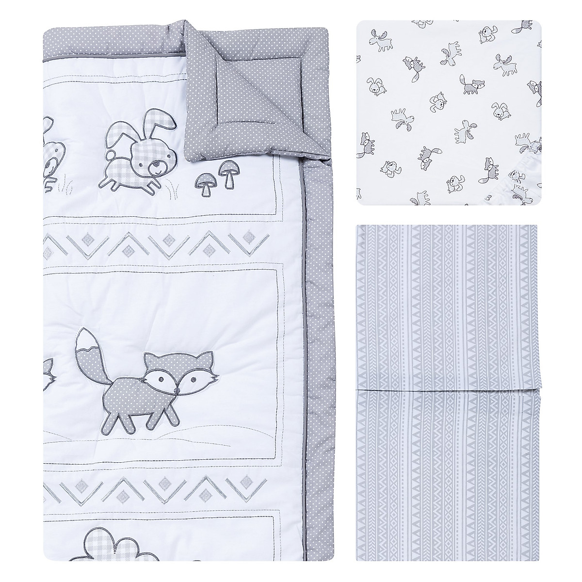 Trend Lab Aztec Forest 3 Piece Crib Bedding Set, Can Be Used As A Blanket Or A Playmat for Tummy Time, Includes Quilt, Fitted Crib Sheet and Skirt