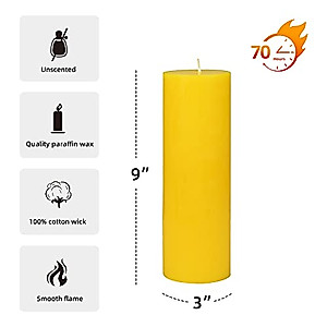 Zest Candle Pillar Candle, 3 by 9-Inch, Yellow