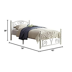 Homelegance Pallina Metal Platform Bed, Twin, White