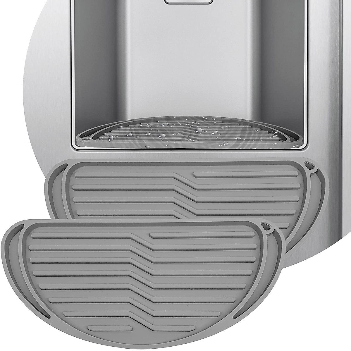 2 Pack Refrigerator Drip Catcher Tray,Protector Ice and Water Dispenser Pan,Prevents Hot Water From Overflowing Refrigerator Drainage,Fridge ice Maker Pad(Grey)(Cuttable Size)