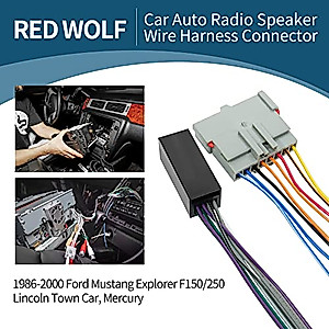 RED WOLF Car Radio AMP Amplifier Integration Plug Wire Harness Compatible with 1986-2000 Ford Mustang Explorer F150/250, Lincoln Town Car, Mercury Stereo Install Connector Adapter Premium Sound System