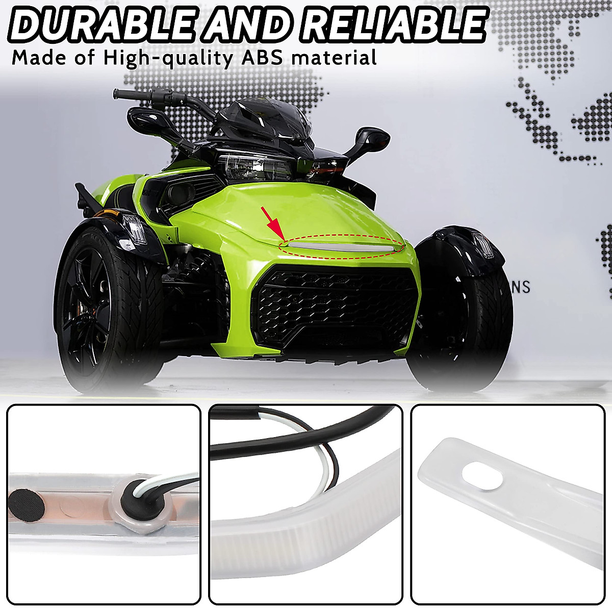 SAUTVS LED Signature White Light Kit for Spyder F3, LED Daytime Running Light DRL for Can-Am Spyder F3 All Models (1PCS, Replace #219400599)