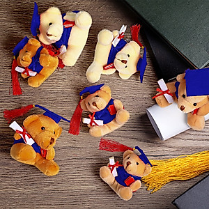 Sumind 6 Pieces Graduation Bears Class of 2025 Graduation Plush Bears Bulk Stuffed Animal Bears with Cap for Kindergarten Primary School College High School Party Favors(Black)